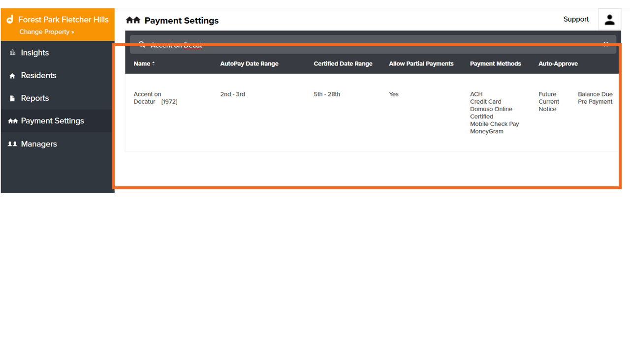 Viewing Payment Settings in Domuso – Domuso Support